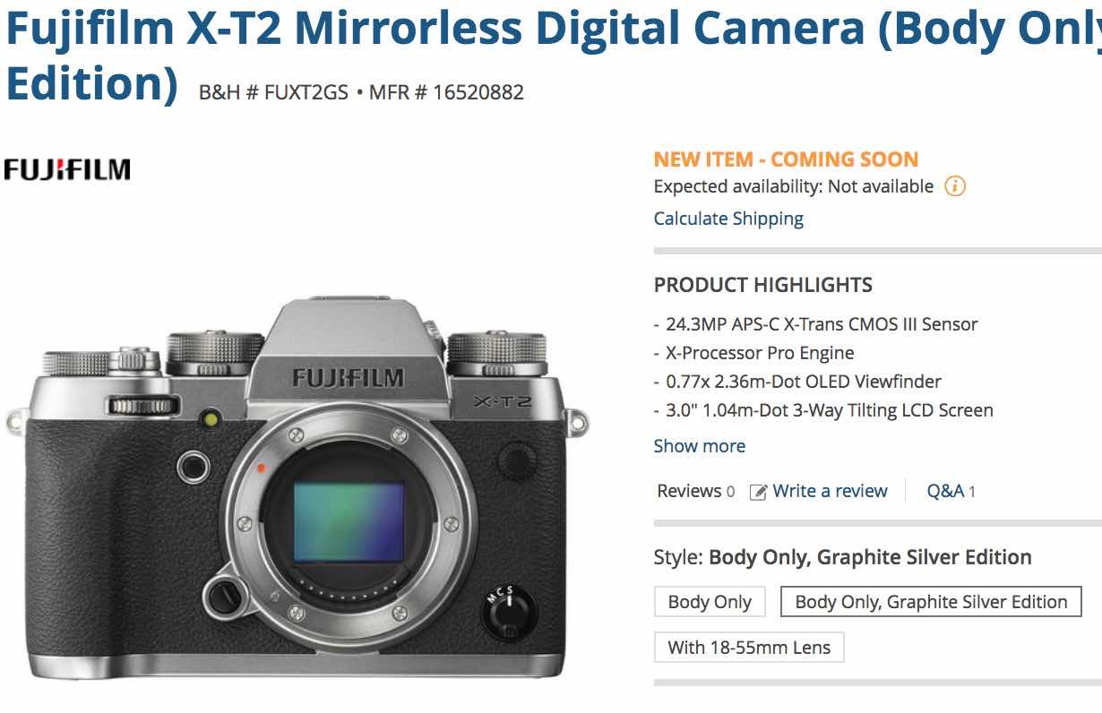 Fujifilm Announces Graphite Fujifilm X-T2, X-Pro2 and XF23mmF2 :: Pre ...