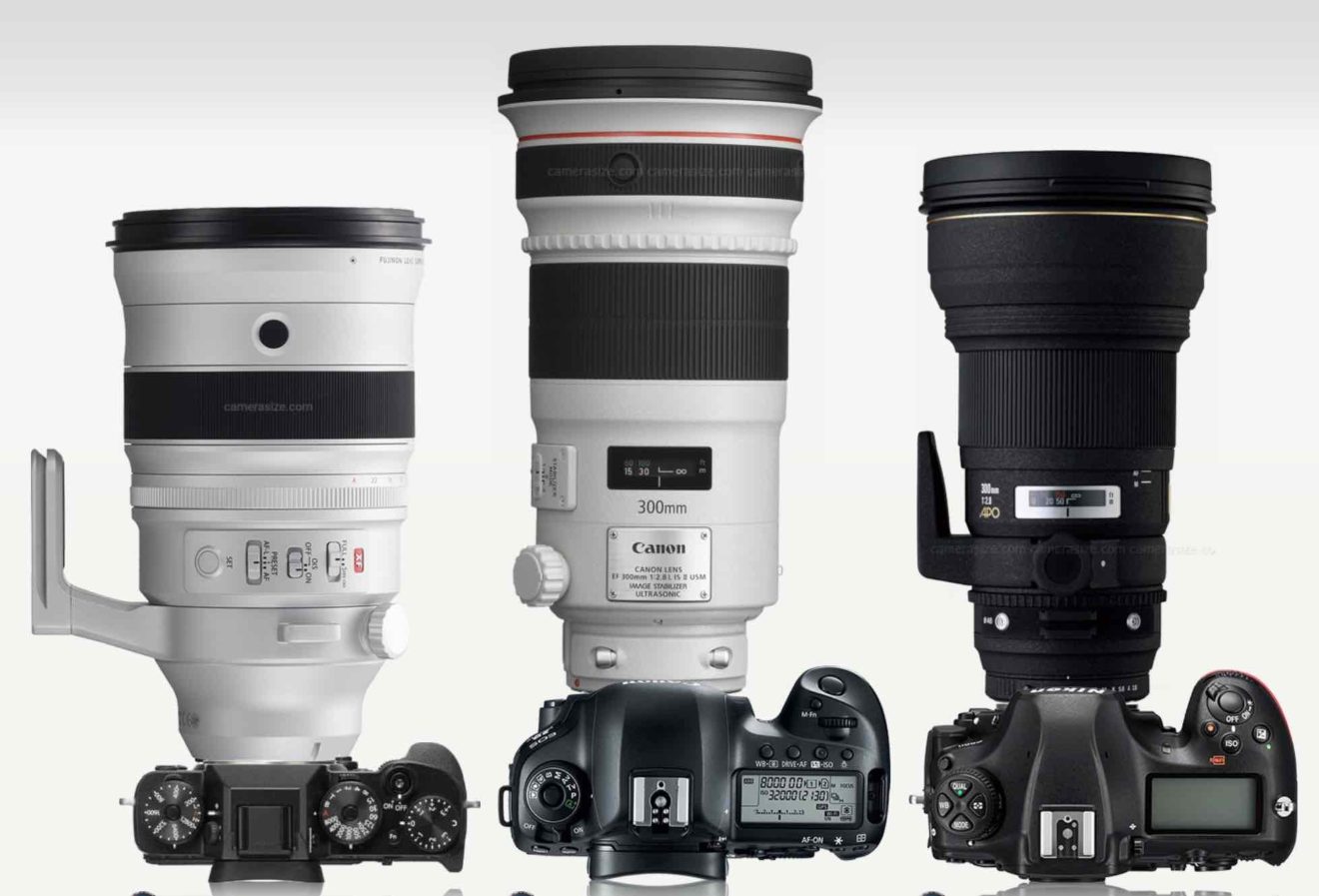 Fujinon XF 200mmF2 Vs. Canon & Nikon 300mm FF Size and Weight ...