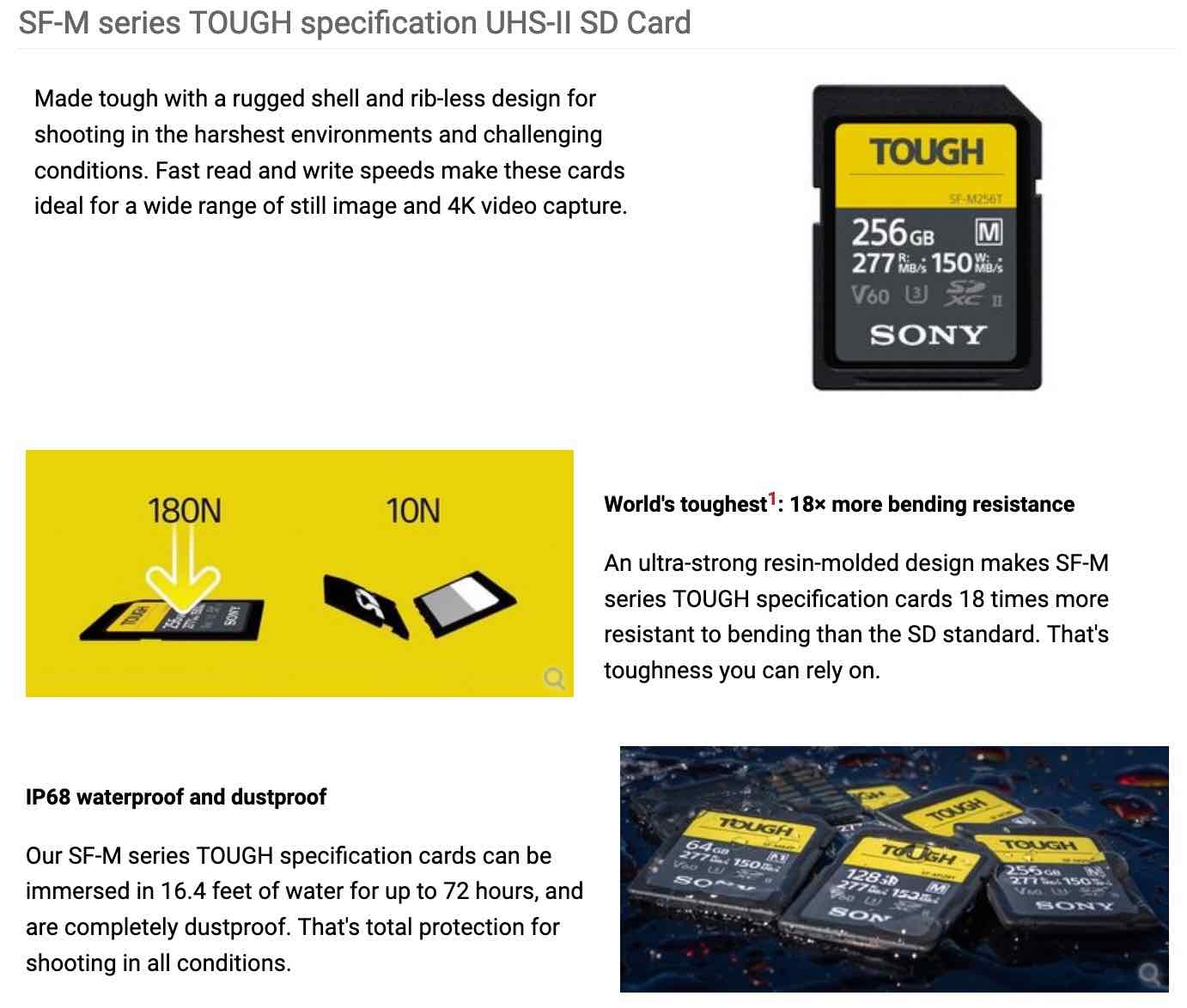 New Sony SF-M Tough SD-Cards on Preorder - Fuji Rumors