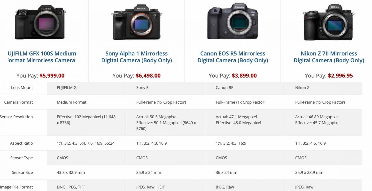 Does Fujifilm Need Full Frame? Fujifilm GFX100S vs Sony A1 vs Canon R5 ...
