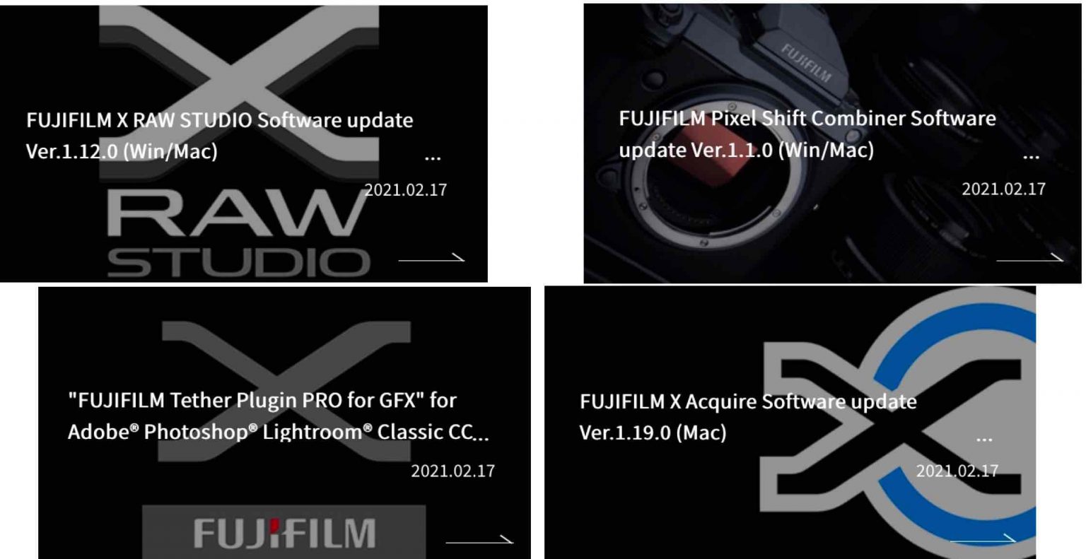 Software Updates for Fujifilm X RAW Studio, Pixel Shift Combiner ...