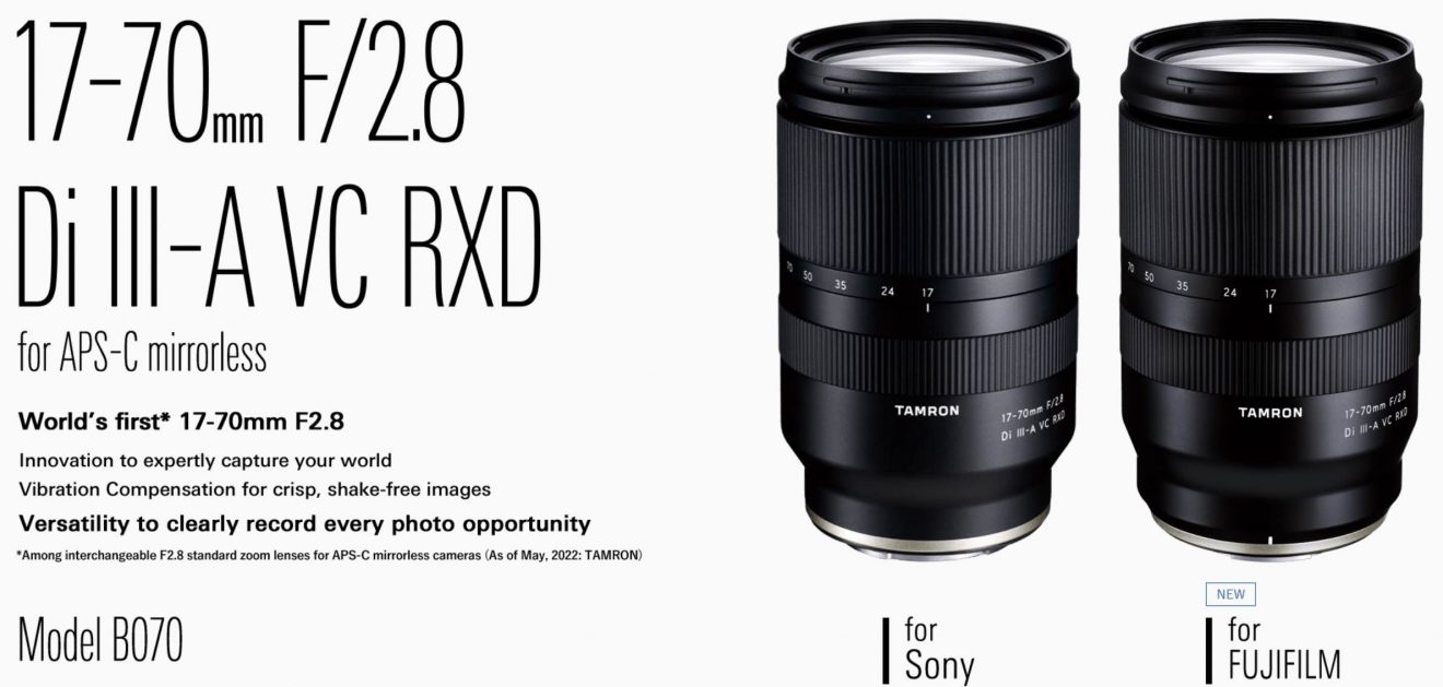 Tamron 17-70mm F/2.8 for Fujifilm X Announced - Press Release - Fuji Rumors