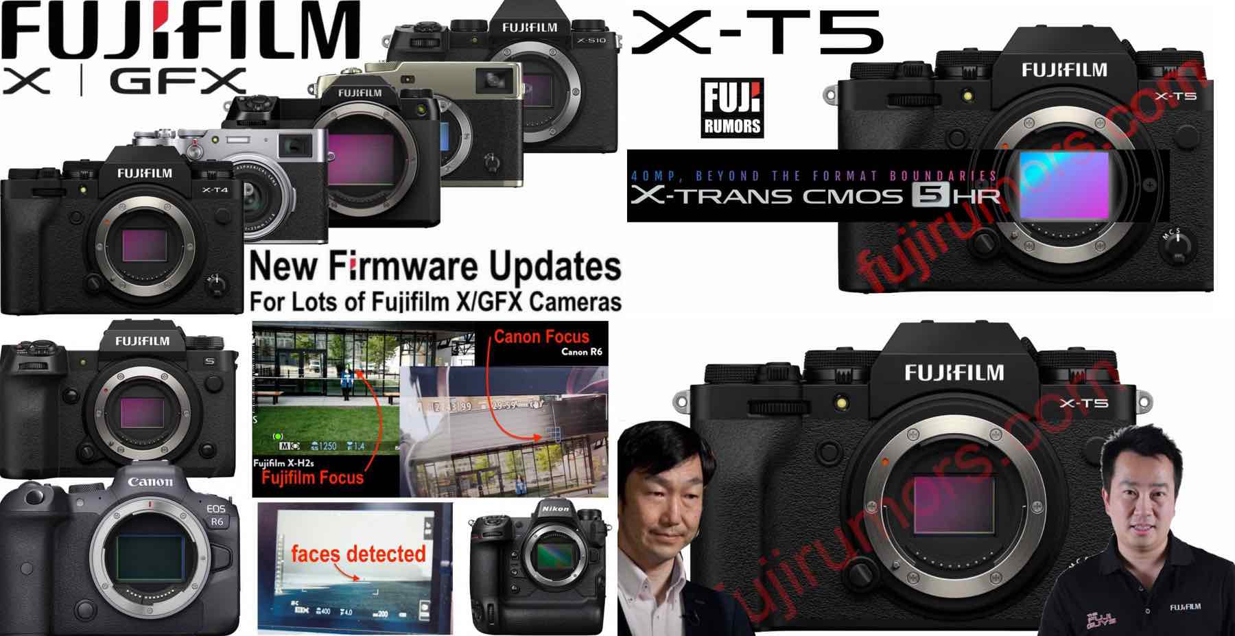 Fujifilm X-T5 First Rumors :: Tons of New Firmware :: Fujifilm X-H2S Beats Canon R6 Autofocus ...