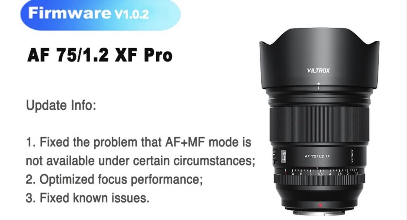 Viltrox 75mm f/1.2 XF Pro Firmware 1.0.2 Released - Fuji Rumors