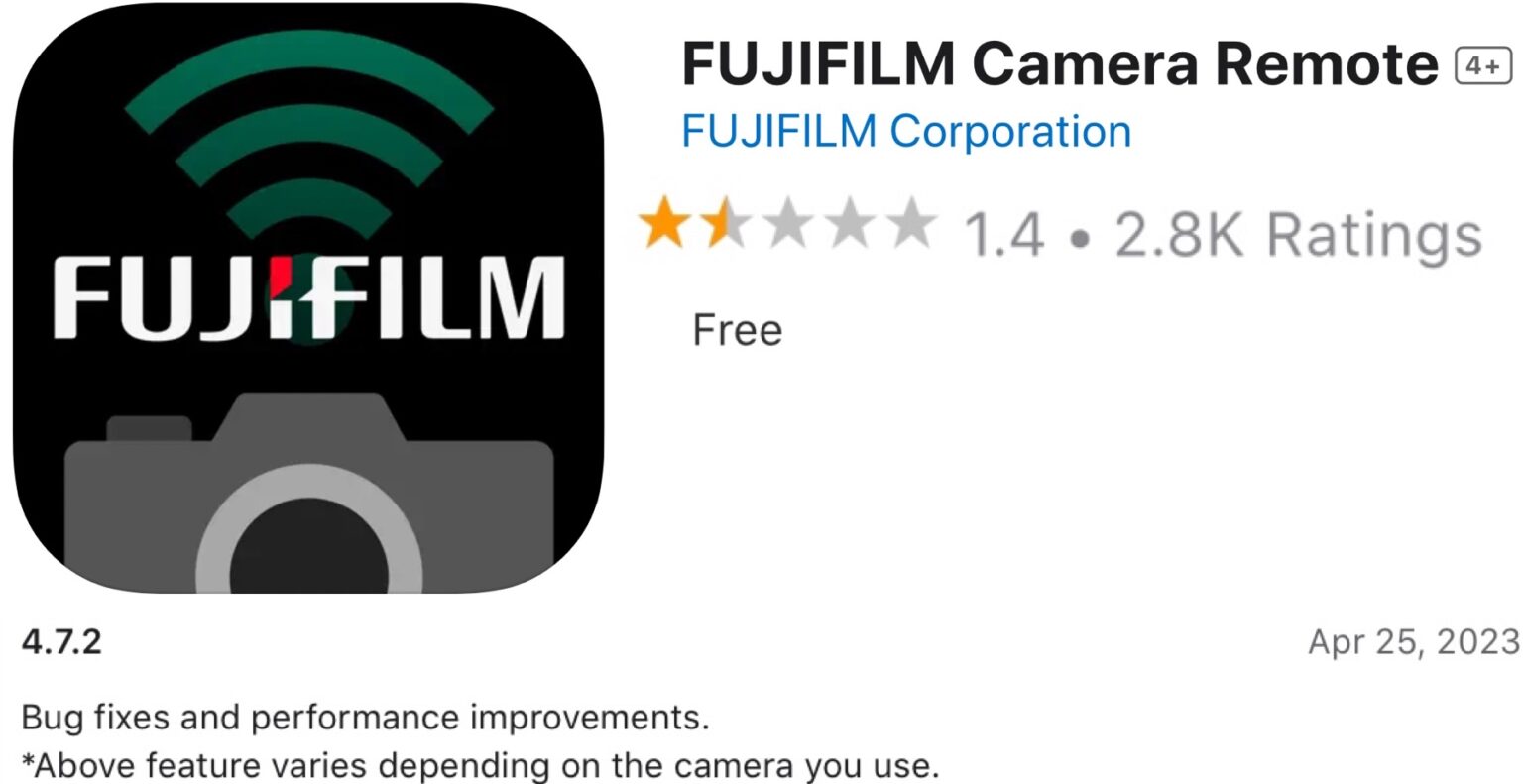 Fujifilm Camera Remote Ver.4.7.2 Released - Fuji Rumors