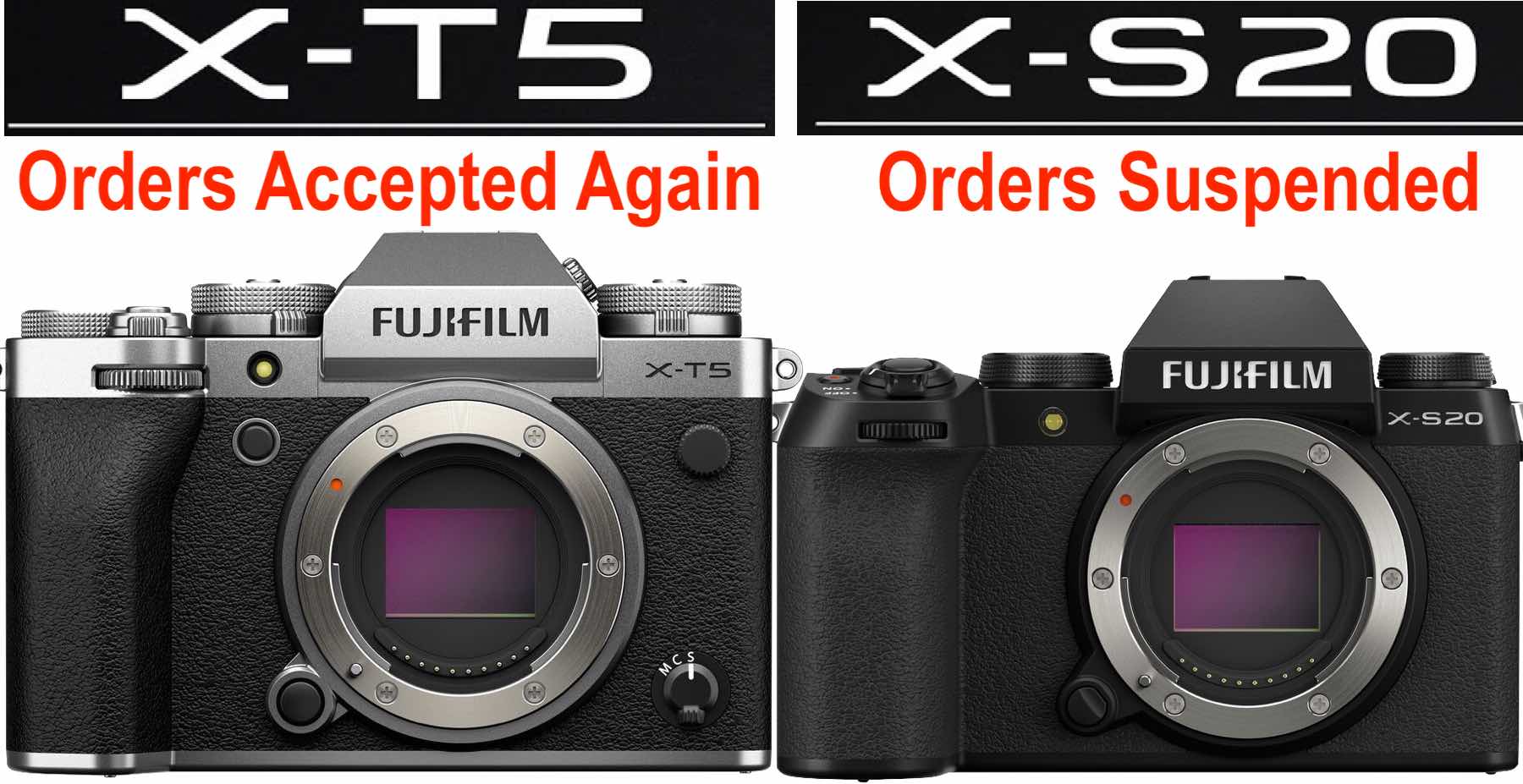 Resumption of Orders for FUJIFILM X-T5 Silver Body and XF18-55mm kit, but X-S20 Orders Still ...