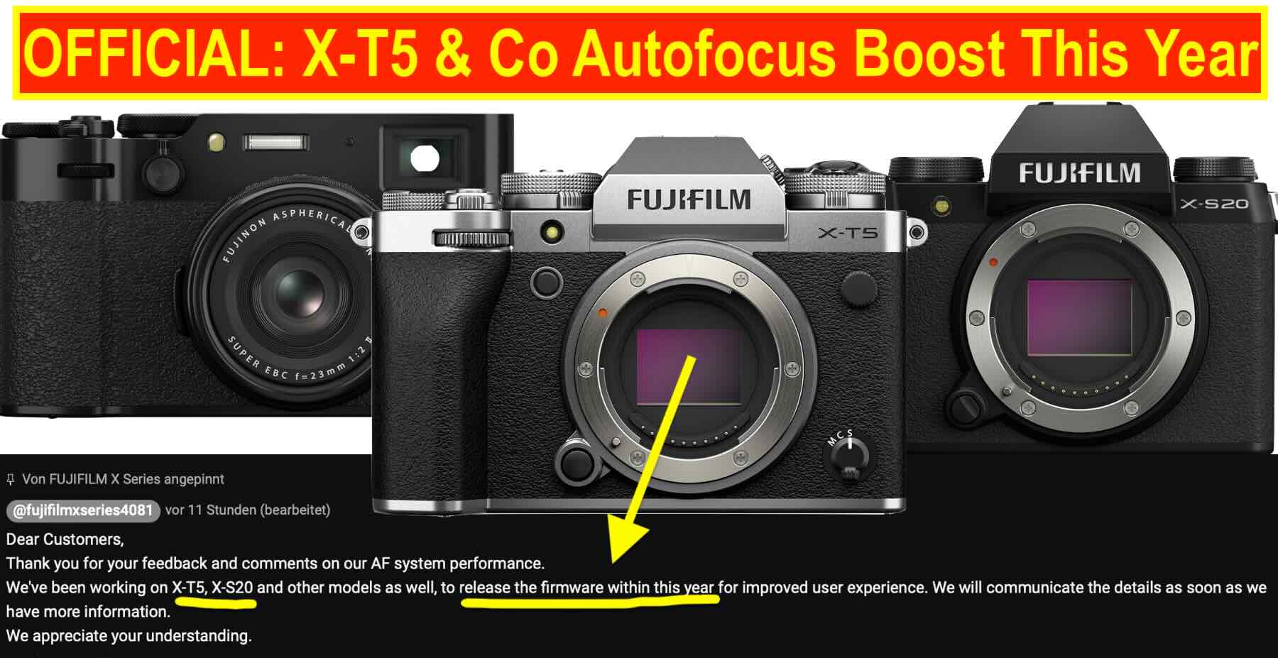 Fujifilm Says Autofocus Firmware Updates for X-T5, X-S20 and Other ...