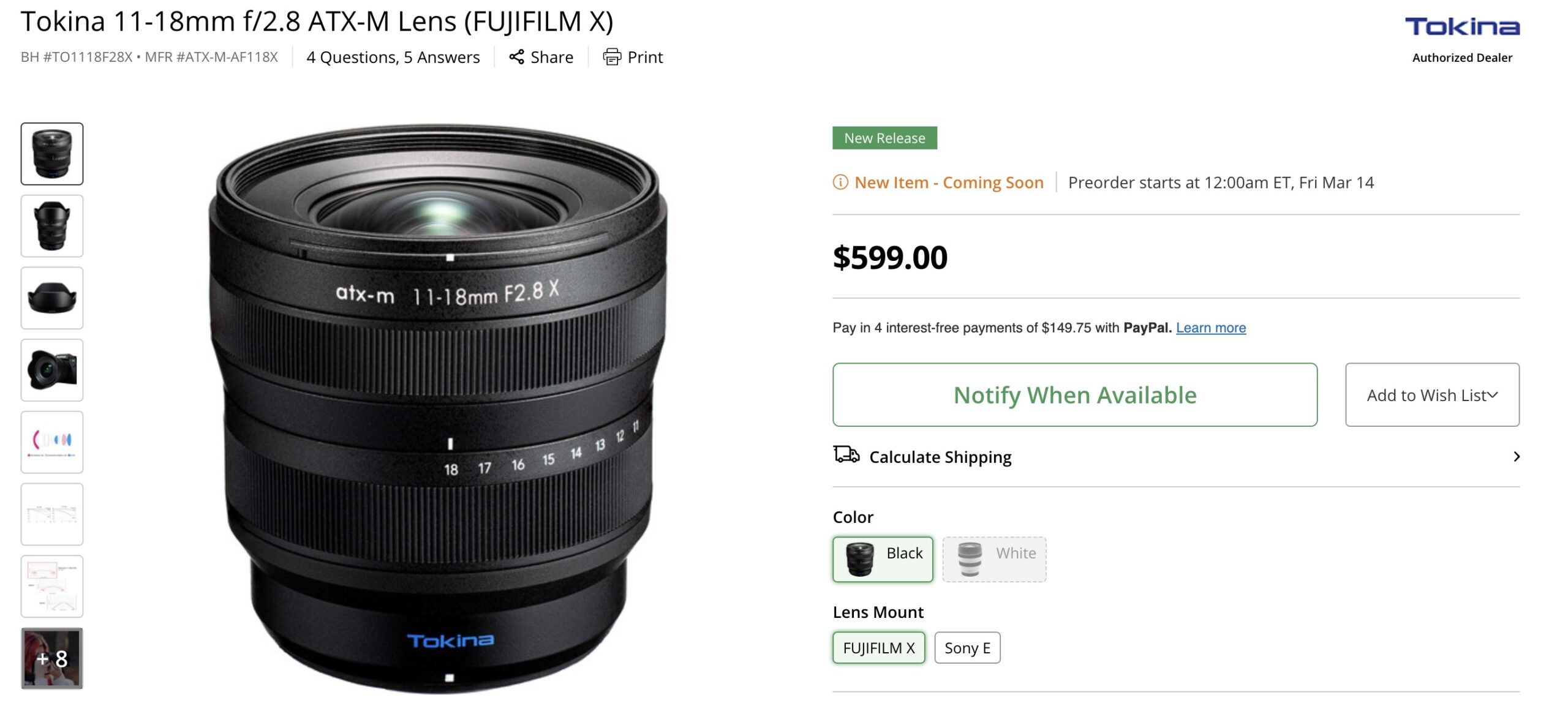 Tokina AF 11-18mm f/2.8 atm-x for Fujifilm X Announced - Fuji Rumors