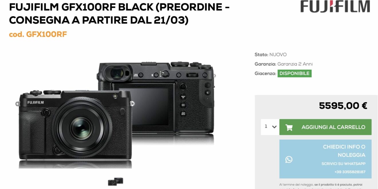 Fujifilm GFX100RF Pre-Orders at Italian Store (Now Removed) plus ...