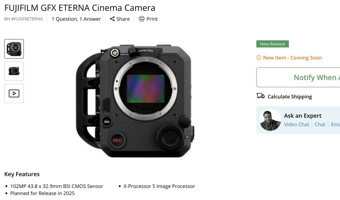 Fujifilm GFX Eterna Additional Specs Disclosed: Variable ND Filter, NP ...