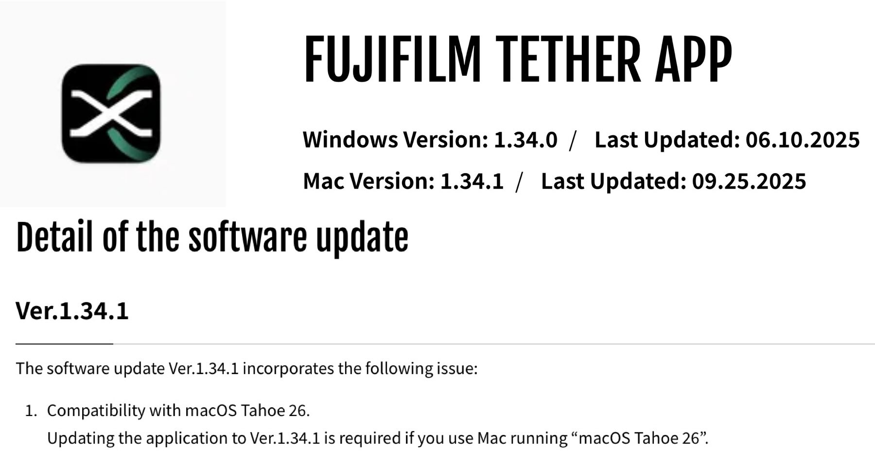 FUJIFILM TETHER APP is Now Compatible with "macOS Tahoe 26" - Fuji Rumors